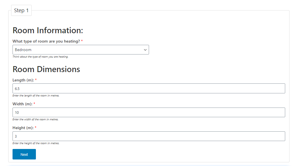 How do I calculate the radiator size for a room?