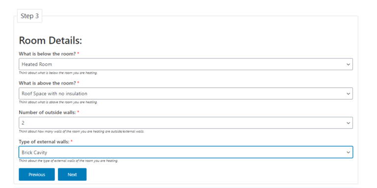 How do I calculate the radiator size for a room?
